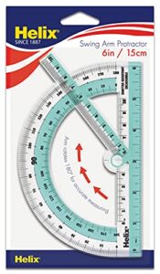 helix swing arm protractor, 180 degree, 6 inch, assorted colors (60009)