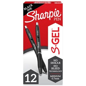 sharpie s-gel, gel pens, medium point (0.7mm), black ink gel pen, 12 count