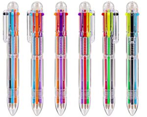 ihpukidi 24 pack 0.5mm 6-in-1 multicolor ballpoint pen, 6 color transparent barrel retractable ballpoint pens for office school supplies students gift (24 pack)