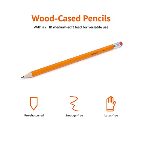 Amazon Basics Woodcased #2 Pencils, Pre-sharpened, HB Lead - Box of 150, Bulk Box