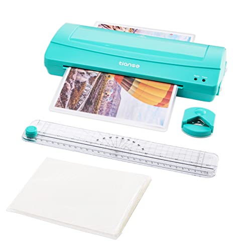 TIANSE Laminator Machine, 9-Inch A4 Thermal Laminator, 4-in-1 Hot & Cold System for Professional Finish, Use for Home, Office, School, with Paper Trimmer, Corner Rounder, 50 Pcs A5 Laminating Pouches