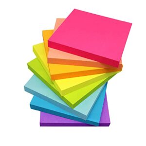 (8 pack) sticky notes 3×3 inches,bright colors self-stick pads, easy to post for home, office, notebook, 82 sheets/pad