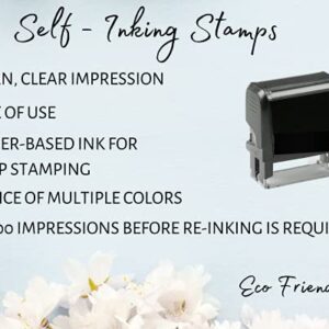 Stampi Custom Address Stamp - 3 Lines Customizable Text with 15 Graphics - Self Inking Rubber or Wood Handle Stamp - Wedding Address Stamp - Modern Return Address Stamp - 7/8 x 2 3/8 (Thomas)