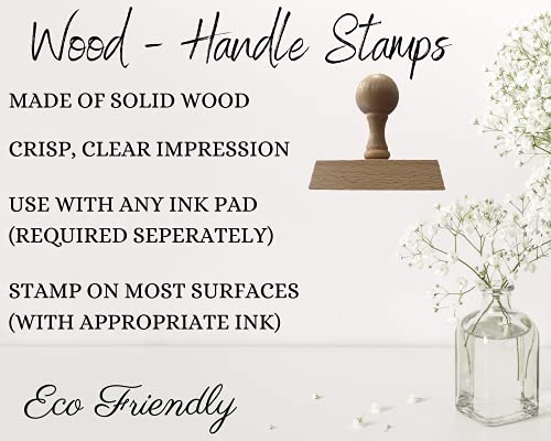 Stampi Custom Address Stamp - 3 Lines Customizable Text with 15 Graphics - Self Inking Rubber or Wood Handle Stamp - Wedding Address Stamp - Modern Return Address Stamp - 7/8 x 2 3/8 (Thomas)