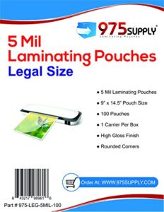 laminating pouches, legal size, 5 mil, clear legal size, thermal laminating pouches, 9 x 14.5 inches, 100 pouches