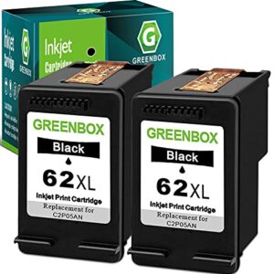 GREENBOX Remanufactured Ink Cartridge 62 Replacement for HP 62XL 62 XL for HP Envy 7640 5660 5540 5640 5642 7645 5549 Officejet 5740 5741 8040 OfficeJet 200 250 Mobile Printer (2 Black)