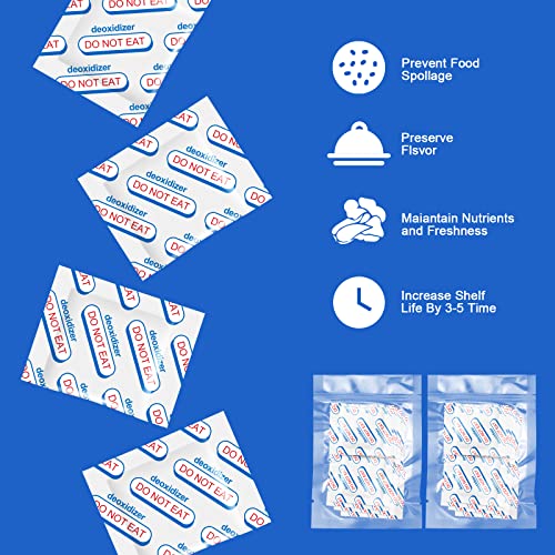 400cc Oxygen Absorbers for Food Storage - 100 Count (20x Packs of 5) - for Long Term Food Storage & Survival, Mylar Bags, Canning, Harvest Right Freeze Dryer, Dehydrated, and Preserved Foods