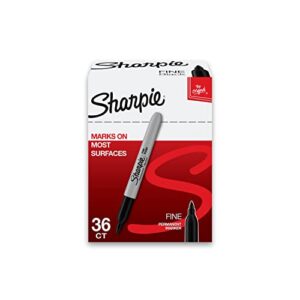 sharpie permanent markers, fine point, black, 36 count