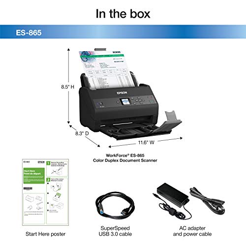 Epson Workforce ES-865 High Speed Color Duplex Document Scanner with Twain Driver