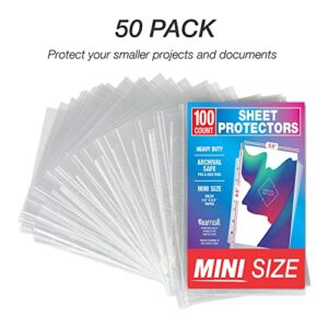 Samsill Mini Sheet Protectors 50 Pack, 5.5 x 8.5 Inch Page Protectors for Mini 3 Ring Binder, Heavy Duty, Clear Protector Sheets, 7 Hole, Top Loading, Acid Free