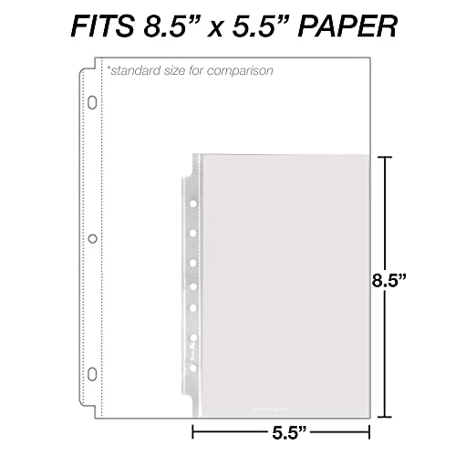 Samsill Mini Sheet Protectors 50 Pack, 5.5 x 8.5 Inch Page Protectors for Mini 3 Ring Binder, Heavy Duty, Clear Protector Sheets, 7 Hole, Top Loading, Acid Free