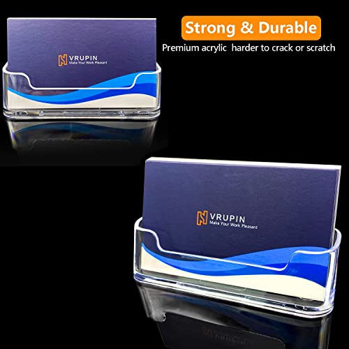 Business Card Holder for Desk - 4 Pack Acrylic Business Card Holder , Fits 30-50 Business Cards Display Business Card Stand Desktop Business Card Holders for Exhibition