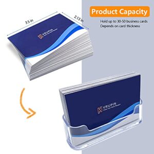 Business Card Holder for Desk - 4 Pack Acrylic Business Card Holder , Fits 30-50 Business Cards Display Business Card Stand Desktop Business Card Holders for Exhibition