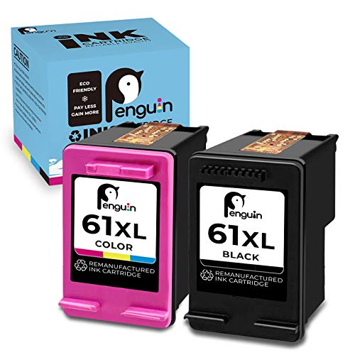 Penguin Remanufactured Printer Ink Cartridge Replacement for HP 61XL,61 XL Used for Hp Deskjet 1000 1010 2540 2546 3050A Envy 4500 4509 5530 Officejet 4630 4609(1 Black,1 Color) Combo Pack