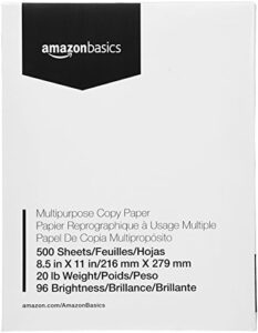 amazon basics multipurpose copy printer paper – 96 bright white, 8.5 x 11 inches, 1 ream (500 sheets)