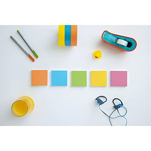 Post-it Super Sticky Notes, 2 in x 2 in, 8 Pads, 2x the Sticking Power, Rio de Janeiro Collection, Bright Colors (Orange, Pink, Blue, Green), Recyclable (622-8SSAU)