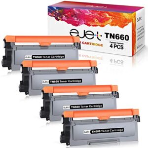 ejet tn660 tn-660 tn630 tn-630 higher yield compatible tn660 toner cartridge replacement for brother tn-660 tn630 for hl-l2340dw hl-l2300d hl-l2380dw mfc-l2700dw l2740dw mfc-l2720dw printer,4black