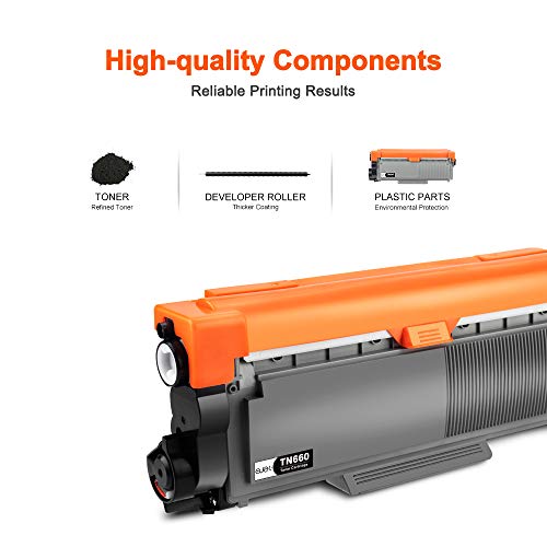 ejet TN660 TN-660 TN630 TN-630 Higher Yield Compatible TN660 Toner Cartridge Replacement for Brother TN-660 TN630 for HL-L2340DW HL-L2300D HL-L2380DW MFC-L2700DW L2740DW MFC-L2720DW Printer,4Black