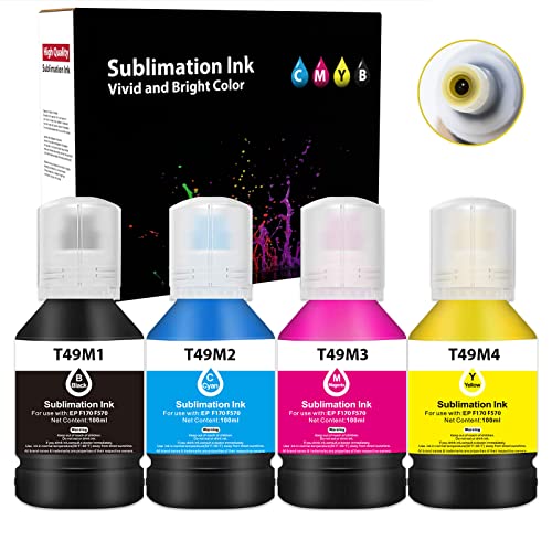 4x140ml T49M Autofill Sublimation Ink for Epson SureColor F170 F570 Dye-Sublimation Printer（T49M1 T49M2 T49M3 T49M4 4 Pack）