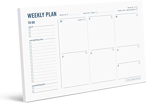 Two Tumbleweeds Weekly Planning Pad - Weekly Calendar Notepad with ToDo List, Schedule, and Habit Tracker - Planner and Organizer for School & Work - 6x9" - 50 Undated Sheets