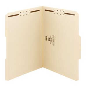 smead fastener file folder, 2 fasteners, reinforced 1/3-cut tab, letter size, manila, 50 per box (14537)