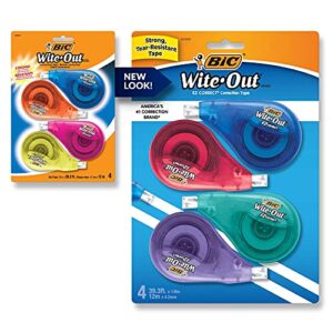 bic white-out brand ez correct correction tape, 4 count