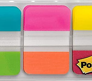 Post-it Tabs, 1 in Solid, Aqua, Yellow, Pink, Red, Green, Orange, 6/Color, 36/Dispenser (686-ALOPRYT)