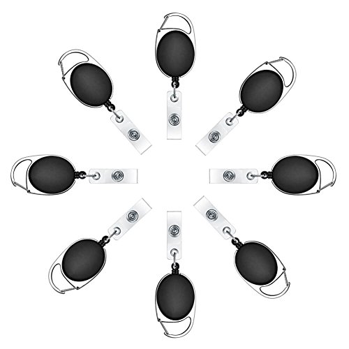 Selizo 10pcs Retractable Badge Holders Retractable ID Badge Clips Badge Reels Retractable with Carabiner Reel Clip