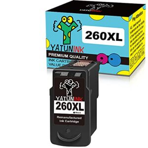 yatunink remanufactured 260 xl ink cartridge black replacement for canon pg-260xl 260xl pg-260 xl pg260 xl 260 xl black ink cartrige for canon ts6420 ts5320 tr7020 all in one wireless printer(1 black)