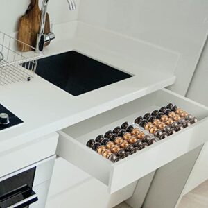 SUMERFLOS Coffee Capsule Storage Tray, Drawer Insert Organizer Holds 30 Pods Compatible with Nespresso Vertuo Vertuoline Capsules Drawer of Kitchen, Home, Office - Clear