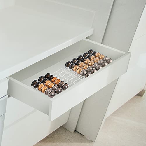 SUMERFLOS Coffee Capsule Storage Tray, Drawer Insert Organizer Holds 30 Pods Compatible with Nespresso Vertuo Vertuoline Capsules Drawer of Kitchen, Home, Office - Clear