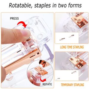 Rose Gold Office Supplies and Accessories, Acrylic Stapler, Staple Remover, Tape Holder, Pen Holder, Ballpoint Pen, Scissor, Binder Clips, Staples, Phone Holder, Ruler, Transparent Glue and 300 Notes