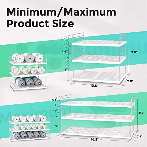 Expandable Water Bottle Organizer, Oylik 3-Shelf Stackable Plastic Water Bottle Holder, Height Adjustable Water Bottle Storage Rack for Kitchen Cabinets,Countertop,Pantry,Freezer,Fridge