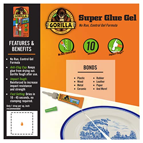 Gorilla Super Glue Gel, Four 3 Gram Tubes, Clear, (Pack of 1)