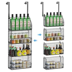 x-cosrack over the door organizer – 4-tier pantry door organizer hanging storage rack & detachable and foldable metal seasoning spice cabinet door storage wall basket with hooks for bathroom kitchen