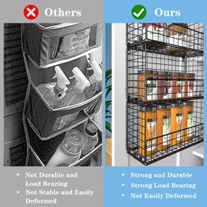 X-cosrack Over The Door Organizer - 4-Tier Pantry Door Organizer Hanging Storage Rack & Detachable And Foldable Metal Seasoning Spice Cabinet Door Storage Wall Basket With Hooks For Bathroom Kitchen