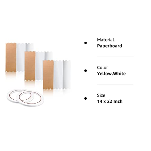 Tri Fold Display Board 3 Pieces Poster Board Fold Presentation Board White Foldable Paperboard with 2 Rolls of Double Sides Adhesive Tape (Yellow, White, 14 x 22 Inch)