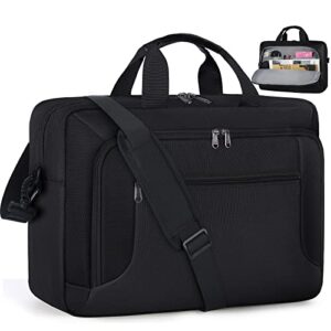 laptop bag 17.3 inch laptop briefcase large waterproof laptop case for men women business office work computer bag 17 inch adjustable shoulder messenger bag, black