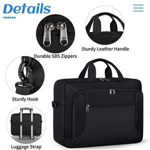 Laptop Bag 17.3 Inch Laptop Briefcase Large Waterproof Laptop Case for Men Women Business Office Work Computer Bag 17 Inch Adjustable Shoulder Messenger Bag, Black