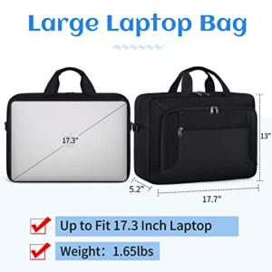 Laptop Bag 17.3 Inch Laptop Briefcase Large Waterproof Laptop Case for Men Women Business Office Work Computer Bag 17 Inch Adjustable Shoulder Messenger Bag, Black