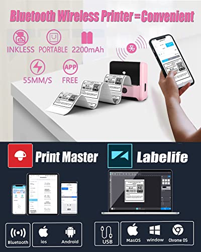 Memoking Label Makers Machine with Tape for Home & Office Organization and Storage - 3" Wireless Label Printer for Office Supplies Labels - Mini Sticker Maker - M200 Bluetooth Label Maker for Phone&PC