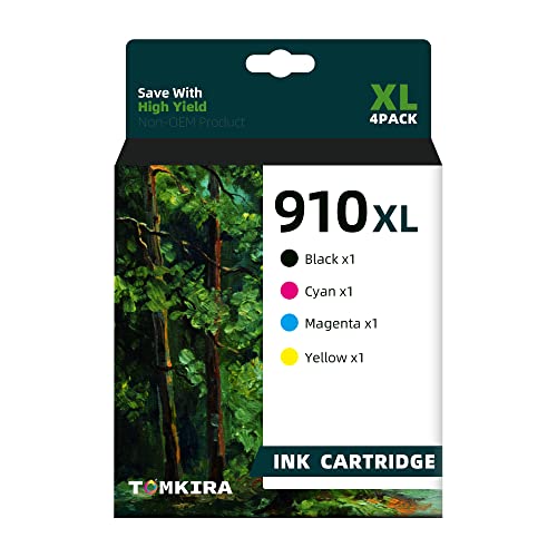 TOMKIRA 910 XL Ink cartridges Combo Pack Replacement for 910 XL Compatible with OfficeJet Pro 8020 8030 8025 8035 8028, Compatible with OfficeJet 8022 8010 8015 (1 Black,1 Cyan,1 Magenta,1 Yellow)