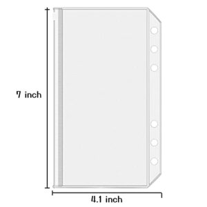 Antner 12pcs A6 Size Binder Pockets 6 Holes Budget Cash Envelopes for Budgeting, Clear Zipper Folders Loose Leaf Bags for 6-Ring Budget Binder, Waterproof PVC Document Pouch Filing Bags