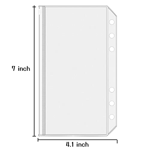 Antner 12pcs A6 Size Binder Pockets 6 Holes Budget Cash Envelopes for Budgeting, Clear Zipper Folders Loose Leaf Bags for 6-Ring Budget Binder, Waterproof PVC Document Pouch Filing Bags