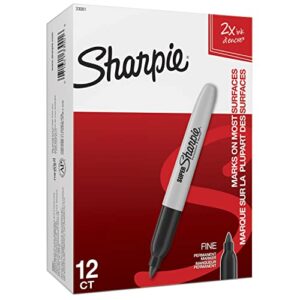 Sharpie Super Permanent Markers, Broad Fine Tip, Black, 12 Count (33001)