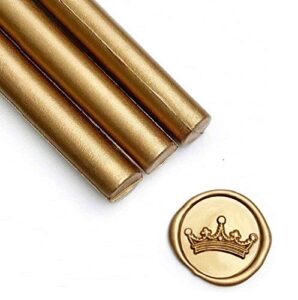 uniqooo mailable glue gun sealing wax sticks for wax seal stamp – metallic antique gold, great for wedding invitations, cards envelopes, snail mails, wine packages, christmas gift ideas, pack of 8