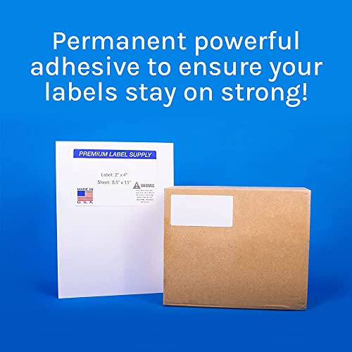 Premium Label Supply White Sticker Address Labels – 2” x 4" – Laser/Inkjet Compatible – (10 Labels/Sheet), 25 Sheets – 250 Total Adhesive Labels