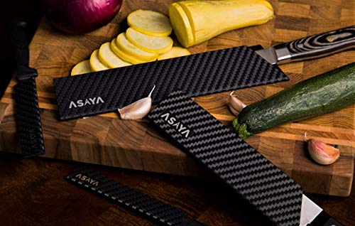 Asaya Professional Knife Edge Guards - 6 Piece Universal Blade Covers - Extra Strength, ABS Plastic and BPA-Free Felt Lining, non-Toxic and Food Safe - Knives Not Included