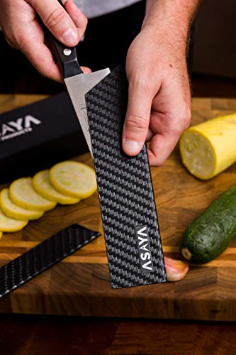 Asaya Professional Knife Edge Guards - 6 Piece Universal Blade Covers - Extra Strength, ABS Plastic and BPA-Free Felt Lining, non-Toxic and Food Safe - Knives Not Included