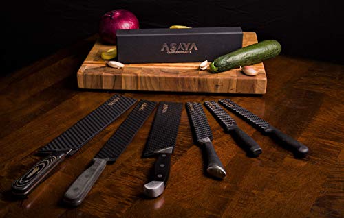 Asaya Professional Knife Edge Guards - 6 Piece Universal Blade Covers - Extra Strength, ABS Plastic and BPA-Free Felt Lining, non-Toxic and Food Safe - Knives Not Included